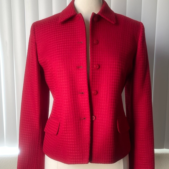 Rena Rowan | Jackets & Coats | Rena Rowan Wool Red Short Blazer Size 6 ...